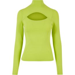 Urban Classics M&auml;dchen Langarmshirt "Urban Classics Damen Ladies Cut-Out Turtleneck Longsleeve"frozengelb, Gr. M, unifarben, 95% Baumwolle, 5%