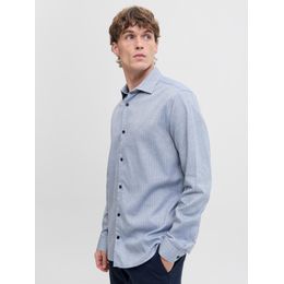 Jack & Jones JACK & JONES Herren Langarmhemd "JPRBLAPARKER MELANGE L/S SHIRT BF", blau, Gr. XL, unifarben, Web, Obermaterial: 58% Lyocell, 42% Baumwolle, Hemden