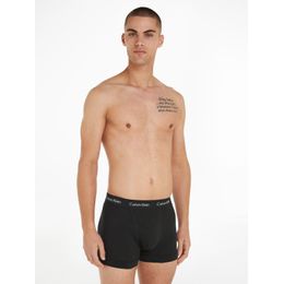 Herren Boxer "CK BOXER BRIEF 3PK", Calvin Klein Underwear, Gr. M, schwarz, Obermaterial: 95% Baumwolle, 5% Elasthan, Unterhosen, in uni schwarz mit