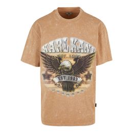 T-Shirt Karl Kani "Karl Kani Herren KM241-058-2 KK Small Signature Washed Eagle Tee", Damen, Gr. S, sand, 100% Baumwolle, bedruckt, oversize, Rundhals, Shirts T-Shirt