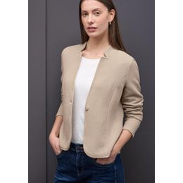 Street One Damen Kurzblazersanded beige, Gr. 36, unifarben, Web, Obermaterial: 55% Baumwolle, 40% Polyester, 5% Elasthan, Blazer