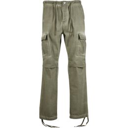 2Y STUDIOS Herren Cargohose "2Y Studios Lunas 2-Pocket Cargo Pants"washed oil khaki, Gr. 31, unifarben, 100% Baumwolle, Hosen