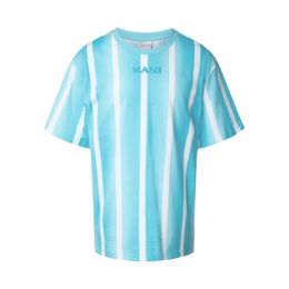 T-Shirt Karl Kani "Karl Kani Retro Gradient Stripes T-Shirt", Damen, Gr. L, turquoise, 100% Baumwolle, bedruckt, oversize, Rundhals, Shirts T-Shirt