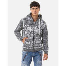 Cipo & Baxx CIPO & BAXX Herren Sweatjacke "Jacken", grau, Basic, Gr. M, bedruckt, 70% Baumwolle, 30% Polyester, Sweatjacken, mit auff&auml;lligem Print, CL544