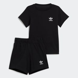 M&auml;dchen Trainingsanzug "SHORT TEE SET", schwarz, Gr. 68, adidas originals, Obermaterial: 100% Baumwolle, Sportanz&uuml;ge