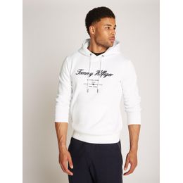 Tommy Hilfiger Herren Hoodie "SCRIPT LOGO HOODY", wei&szlig;, Gr. S, Sweatware, Obermaterial: 63% Baumwolle, 37% Polyester, Sweatshirts, mit aufgesticktem