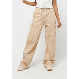 Karl Kani Damen Cargohose "Karl Kani Small Signature Washed Cargo Pants"beige, Gr. M, 100% Baumwolle, Hosen