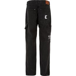 Karl Kani Herren Bequeme Jeans "Karl Kani Herren KK Retro Baggy Workwear Knee Cut Denim"bleachedschwarz, Gr. 30, unifarben, 100% Baumwolle, Jeans