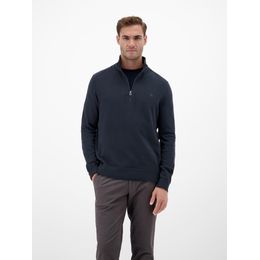 Lerros Herren Troyer, blau, Gr. XXXL, unifarben, Strick, Obermaterial: 100% Baumwolle, Pullover, mit Logo Stickerei