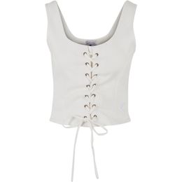 Karl Kani Herren Muskelshirt "Karl Kani Damen KW241-003-1 Karl Kani KK Og Lace Up Corset Top"sanftes wei&szlig;, Gr. XXS, unifarben, 98% Baumwolle, 2%