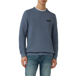 s.Oliver Herren Strickpullovergraublau, Gr. L, unifarben, Strick, Obermaterial: 100% Baumwolle, Pullover, aus strukturierter Qualit&auml;t, mit