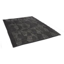 Teppich Die Hauskunst, B:140cm H:4mm L:230cm, schwarz, Baumwolle, Jute, Wohnzimmer, Teppiche, "Chiya Tiama 3", Flachgewebe, handgewebt, mit Fransen