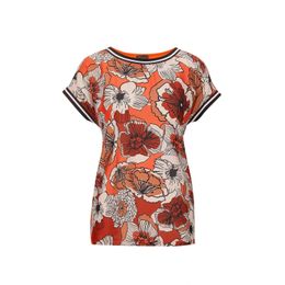 GOLDNER Damen Kurzarmbluse "Kurzarm Oberteil mit floralem Design", orange, Gr. 48, Obermaterial: 100% Polyester PES., Blusen