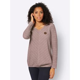 Casual Looks Damen Langarmshirt "Shirt", rot, Gr. 36, gemustert, gestreift, mehrfarbig, 60% Viskose, 40% Baumwolle, Shirts