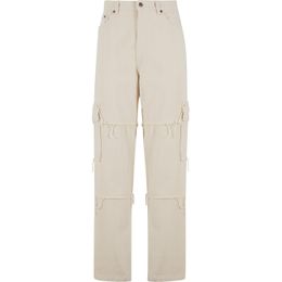 Karl Kani Damen Cargohose "Karl Kani Og Fringed Baggy Cargo Pants"wei&szlig;, Gr. L, unifarben, 100% Baumwolle, Hosen