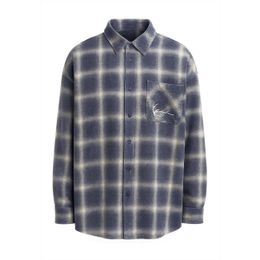 Langarmhemd Karl Kani "Karl Kani Karl Kani Small Signature Distressed Check Overshirt", Herren, Gr. S, US-Gr&ouml;&szlig;en, indigo, light sand, 100% Baumwolle, Hemden
