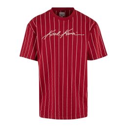 Karl Kani Damen T-Shirt "Karl Kani Autograph Pinstripe Jersey Boxy T-Shirt"dunkelrot, Gr. L, gestreift, 100% Baumwolle, Shirts
