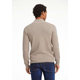 LINDBERGH Herren Troyer, beige, Gr. S, unifarben, Strick, Obermaterial: 52% Viskose, 26% Polyester, 22% Polyamid, Pullover, aus Viskose und mit