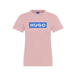 HUGO BLUE Damen T-Shirt "Classic V"light, pastel pink 681, Gr. XS, unifarben, Single Jersey, Obermaterial: 100% Baumwolle, Shirts, mit Logo,