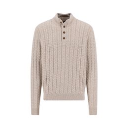 Fynch-Hatton Herren Troyer, beige, Gr. XXXL, unifarben, Strick, Obermaterial: 65% Baumwolle, 35% Wolle, Pullover, Strickpullover mit Zopfmuster und