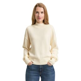 Tom Tailor Damen Strickpullover, beige, Gr. XS, unifarben, Strick, Obermaterial: 47% Polyester, 47% Viskose, 6% Polyamid, Pullover, mit Rippb&uuml;ndchen