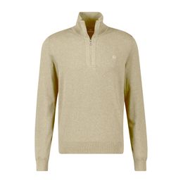 Lerros Herren Troyer, beige, Gr. L, meliert, Strick, Obermaterial: 100% Baumwolle, Pullover, mit Logo Stickerei