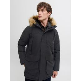 Jack & Jones JACK & JONES Herren Parka "JJCAMP FAUX FUR PARKA BF"schwarz, Gr. S, unifarben, Web, Obermaterial: 100% Polyester, Jacken