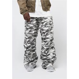 Karl Kani Herren Cargohose "Karl Kani Spor t Patch Camo Cargo Pants"grau, schwarz, sanftes wei&szlig;, Gr. L, 100% Baumwolle, Hosen