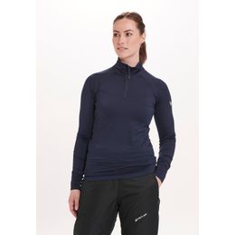WHISTLER Damen Langarmshirt "Blume", blau, Gr. 46, unifarben, 92% Polyester, 8% Elasthan, Shirts, mit Rei&szlig;verschluss und Stehkragen