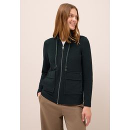 CECIL Damen Sweatjacke, grün, Gr. L, unifarben, Sweatware, Obermaterial: 77% Baumwolle, 20% Polyester, 3% Elasthan, Sweatjacken, mit Taschen