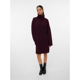 V&eacute;ro Moda VERO MODA Damen Strickkleid "VMAQUARIUS LS ROLLNECK SHORT DRESS BF"winetasting detail:with melange, Gr. S, meliert, Strick, Obermaterial: 65%