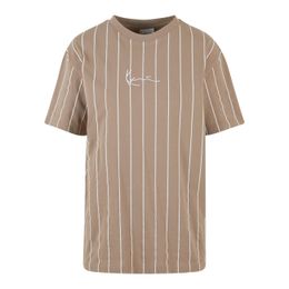 Karl Kani Damen T-Shirt "Karl Kani Small Signature Essential Pinstripe Os Tee"braun, Gr. S, gestreift, 100% Baumwolle, Shirts