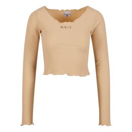 Karl Kani Damen Longsleeve "Karl Kani Karl Kani Retro Short Rib LS"sand, Gr. XL, bedruckt, 62% Polyester, 32% Viskose, 6% Elasthan, Shirts