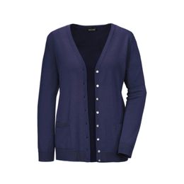 GOLDNER Damen Strickjacke "Kurzgr&ouml;&szlig;e Uni Merino-Cardigan Langarm", blau, Gr. 20, Obermaterial: 100% Schurwolle WV., Strickjacken