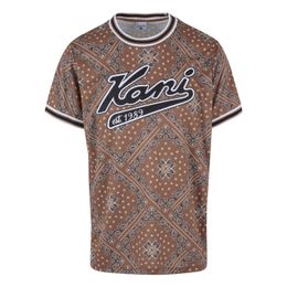 Karl Kani Damen T-Shirt "Karl Kani Herren KM232-008-3 Unisex KK Varsity Paisley Mesh Tee"braun, Gr. XS, 100% Polyester, Shirts