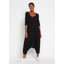 bonprix Damen Jumpsuit "Jumpsuit mit Haremshose aus nachhaltiger Viskose", schwarz, Gr. 48, Obermaterial: 95% Viskose, 5% Elasthan, Overalls,