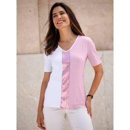 Classic Basics Damen V-Shirt "V-Shirt", rosa, Gr. 52, gemustert, mehrfarbig, 95% Viskose, 5% Elasthan, Shirts