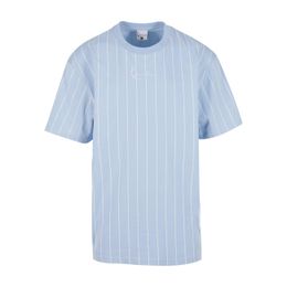T-Shirt Karl Kani "Karl Kani Small Signature Essential Pinstripe Tee", Damen, Gr. M, lightblau, 100% Baumwolle, gestreift, normal, Rundhals, Shirts T-Shirt