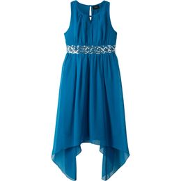 bonprix Kinder Chiffonkleid, blau, festlich, Gr. 146, unifarben, Obermaterial: 100% Polyester. Futter: 100% Polyester, Kleider