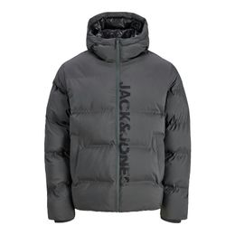 Jack & Jones PlusSize Steppjacke "JJKAITO PUFFER JACKET PLS", Damen, Gr. 4XL, asphalt detail:with print, Web, Obermaterial: 100% Polyester, JACK & JONES PLUSSIZE, bedruckt, regular fit normal, Jacken Steppjacke