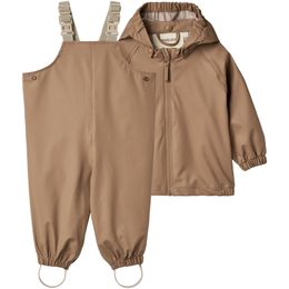 Wheat Jungen Regenoverall "Rainwear Charlie", Gr. 86, braun, Web, Obermaterial: 100% Polyester, unifarben, Overalls, bestehend aus Jacke und Latzhose
