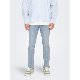 Only & Sons ONLY & SONS Herren Slim-fit-Jeans "ONSLOOM SLIM BOX PIM DNM MU OTL"light blau denim, Gr. 28, Abriebeffekte, Denim/Jeans, Obermaterial: 50% Baumwolle,