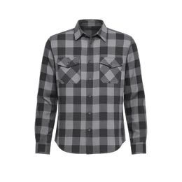 Langarmhemd Brandit "Brandit Herren Checked Shirt", Herren, Gr. 4XL, US-Größen, schwarz, grau, 100% Baumwolle, normal, Hemden