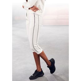 H.I.S. H.I.S Damen Caprihose, Gr. 36, beige, Interlock, Obermaterial: 60% Baumwolle, 40% Polyester, unifarben, Basic, Hosen, mit seitlichen Piping,