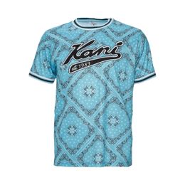 Karl Kani Herren T-Shirt "Karl Kani Herren KM232-008-1 KK Varsity Paisley Mesh Tee"cyanblau, schwarz, wei&szlig;, Gr. M, 100% Polyester (Recycelt), Shirts