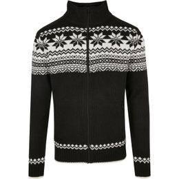 Strickjacke Brandit "Brandit Herren Cardigan Norweger", Herren, Gr. L, schwarz, 100% Polyacryl, mehrfarbig, normal, Rundhals, Strickjacken Strickjacke