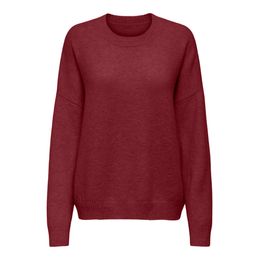 Only Damen Strickpullover "ONLRENE LIFE LS O-NECK CC KNT", rot, Gr. XS, meliert, Strick, Obermaterial: 65% Polyester, 13% Nylon, 13% Polyacryl, 6%