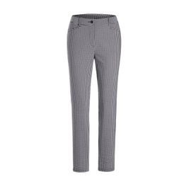 GOLDNER Damen 2-in-1-Hose "Lange Slim Fit Hose LOUISA in schwarz", schwarz-wei&szlig;, Gr. 46, Obermaterial: 46% Polyester PES. 36% Viskose CV. 13%
