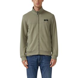 Sweatjacke s.Oliver, Herren, Gr. L, khaki, Sweatware, Obermaterial: 70% Baumwolle, 30% Polyester, unifarben, normal hüftbedeckend, Rundhals, Flachstrickbündchen, Sweatjacken Sweatjacke, mit Stehkragen