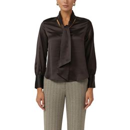 Damen Satinblusechocolate, Gr. 46, s.Oliver BLACK LABEL, unifarben, Web, Obermaterial: 100% Polyester, Blusen, mit eleganter Kragen-Schluppe
